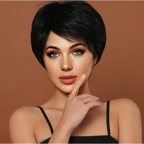 Jual Wig Wanita Rambut Pendek Poni Samping - Wig Rambut Pendek Lurus ...