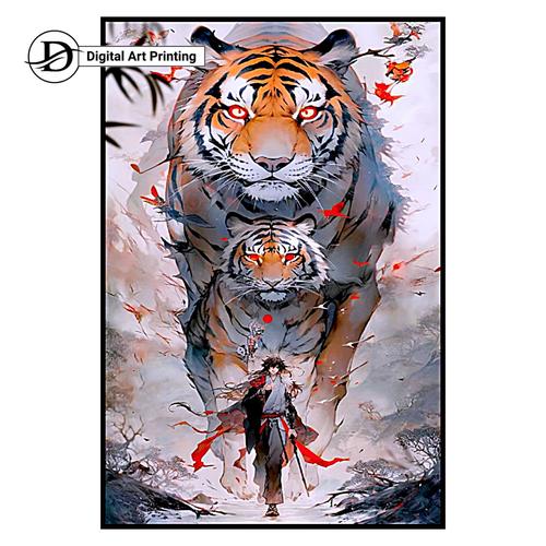 Jual Lukisan Abstrak Modern Binatang Harimau Plus Frame - 40x60cm - Kab ...