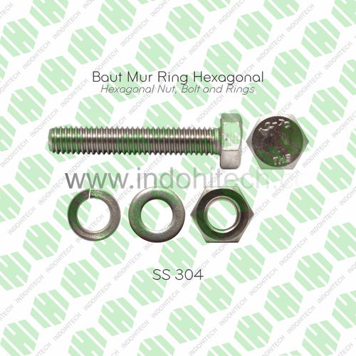 Jual Baut Mur Ring Hex M6 x 20 mm SS304 Baut Hexagon SET SUS 304 - Kab ...
