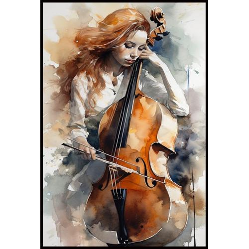 Jual Lukisan Abstrak Modern Wanita Biola Warna Plus Frame - Kab ...