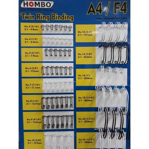 Jual Spiral Kawat A4 1/2" (twin ring binding) HOMBO 34 Loops PUTIH ( Dus ) - Jakarta Barat ...