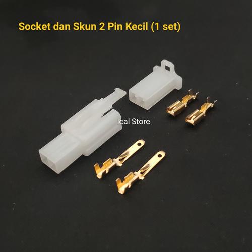 Jual Socket Motor 2 Pin Kecil + Skun - Konektor Kabel Connector Soket 1 ...