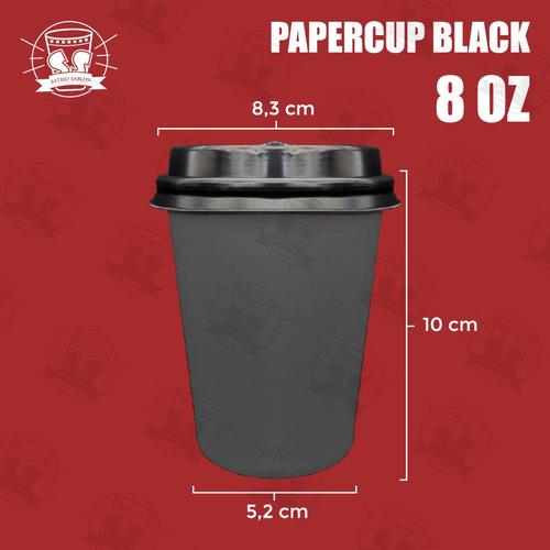 Jual Papercup / gelas kertas / papercup hitam 8 oz dengan tutup - Kota ...