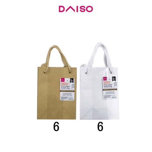 Jual Daiso Kraft paper handle bag 2pcs 16.5cm X 12cm X 7cm - White ...