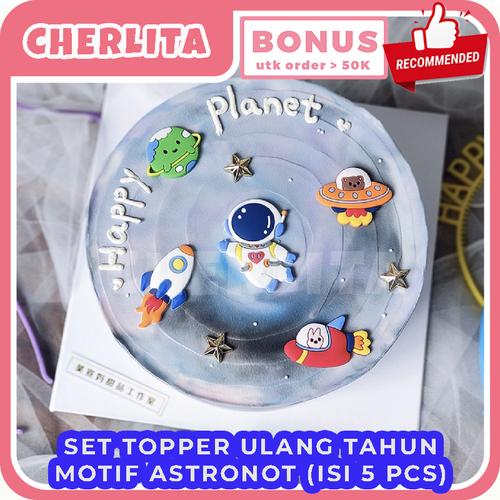 Jual Cake Topper Astronot Rocket Earth Space Hiasan Kue Ulang Tahun ...