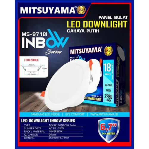 Jual LAMPU DOWNLIGHT INBOW LED 18 WATT PUTIH MITSUYAMA LAMPU PANEL LED ...