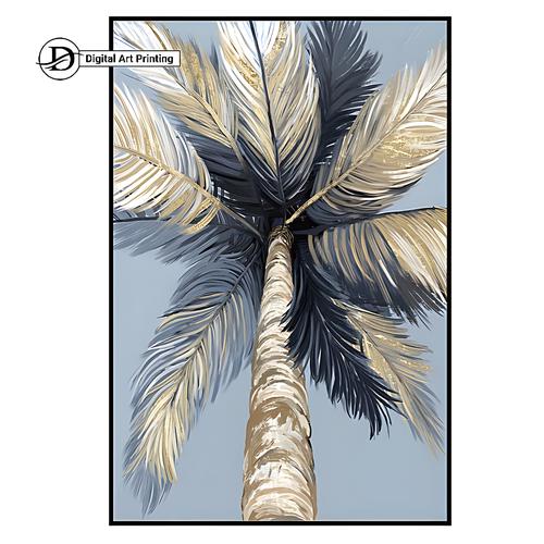 Jual Lukisan abstrak modern pohon kelapa emas plus frame - Kab. Bandung ...
