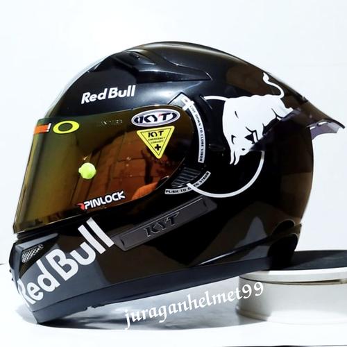Jual Helm full face KYT K2 Raider Black Glossy Paket Ganteng Red bull ...