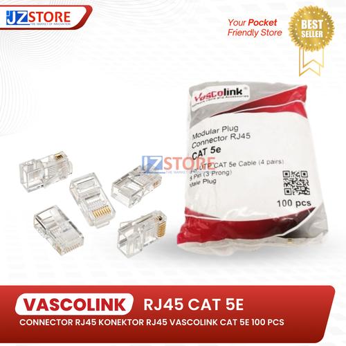 Jual CONNECTOR RJ45 KONEKTOR RJ45 VASCOLINK CAT 5E 100 PCS - Kota Medan ...
