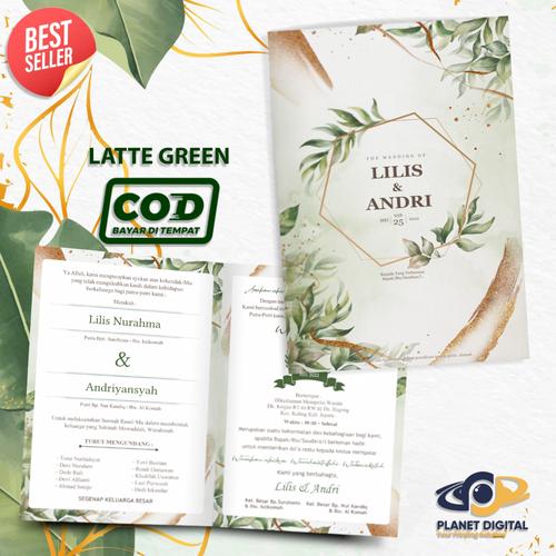 Jual Undangan Pernikahan Lipat 2 Model Estetic Latte Green - Undangan ...