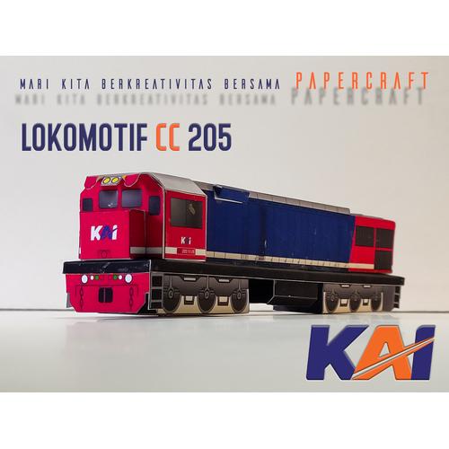 Jual 3D Papercraft Kereta Api Indonesia Lokomotif CC 205 Pola Kertas ...