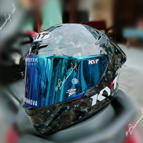 Jual helm kyt tt course repaint wd carbon forget blue glosy - Hitam, M ...