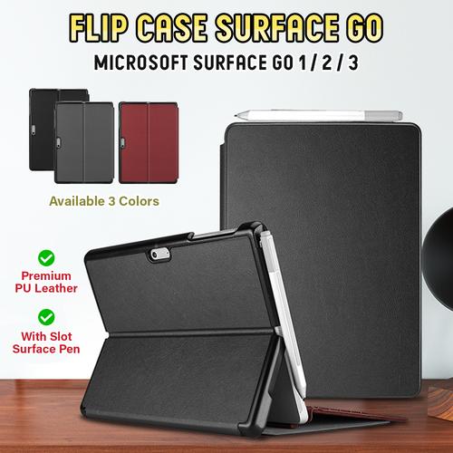 Jual Microsoft Surface GO 1 2 3 Flip Case Leather Cover Casing Pen ...