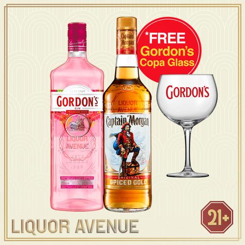 Promo GORDON Premium Pink Gin 750ml + Captain Morgan Spiced Rum Gold ...