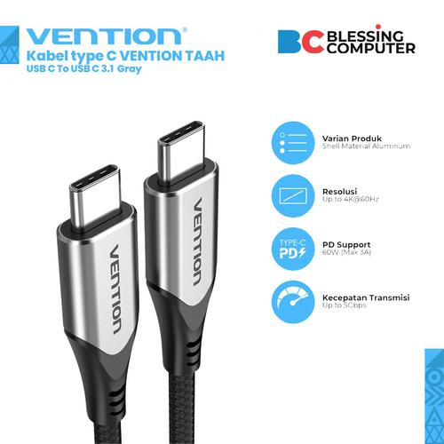Jual Kabel type C VENTION TAAH USB C To USB C 3.1 Gray - 1.5M TAAHG ...