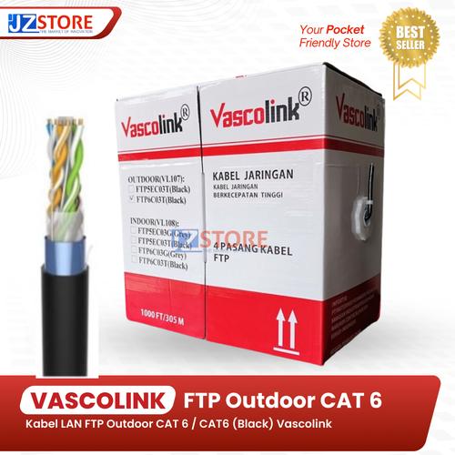 Jual Kabel LAN FTP Outdoor CAT 6 / CAT6 (Black) Vascolink - 100 Meter - Kota Medan - JZTECH.ID ...