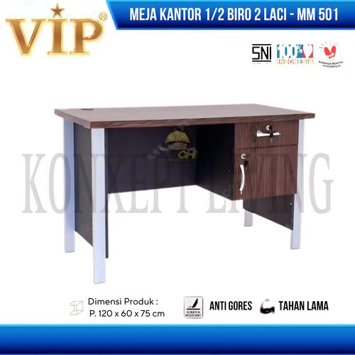 Jual VIP Meja Kerja 1/2 Biro Rangka Besi 2 Laci - Meja Kantor VIP MM ...
