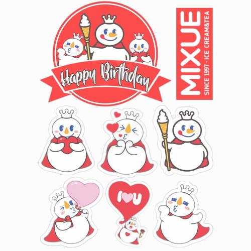 Jual cake topper mixue, hiasan kue ulang tahun mixue (standar bukan ...