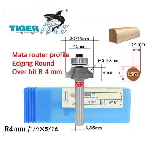 Jual Mata Router/ Profil Round Over Bit 4 mm (1/4×5/16×R 3.96 mm) TIGER ...
