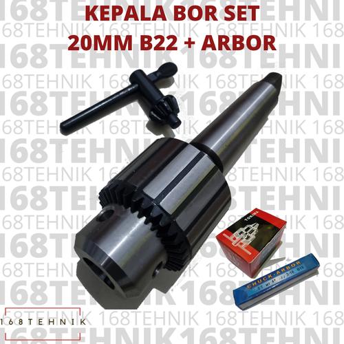 Jual PAKET KEPALA BOR 20MM B22 ARBOR MT2 MT3 MT4 CHUCK BOR 5 - 20MM B22 ...
