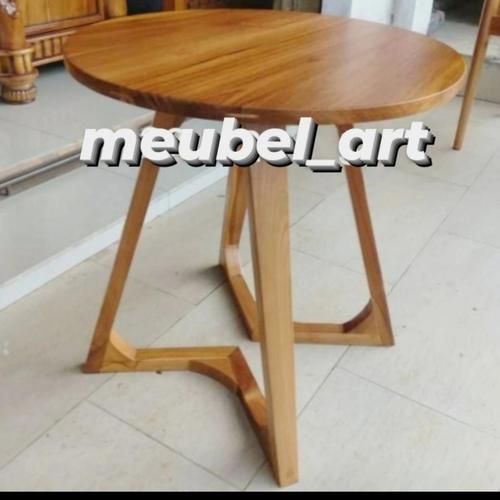 Jual po meja kopi meja cafe bulat kayu jati, meja kopi cafe oval ...