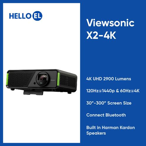 Promo ViewSonic X2-4K X2 4K UHD 2900 30-300" Lumens Gaming Projector ...