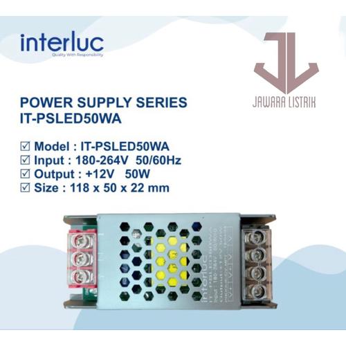 Jual INTERLUC POWER SUPPLY LED INNER ALUMUNIUM BOX 12V 50 WATT FULL ...