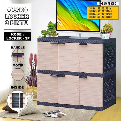 Jual AKAKO - LEMARI PAKAIAN PLASTIK LOCKER 3 PINTU SUSUN 2 3 4 DAN 5 ...