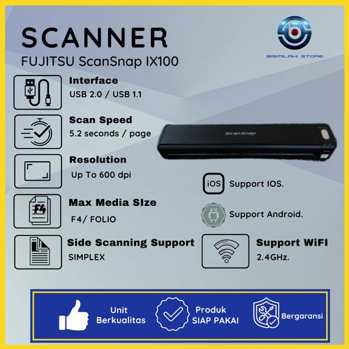 Jual Scanner F4 Portable Fujitsu ScanSnap IX100 Bisa Wifi n Scan Ke Hp ...