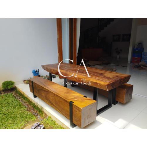 Jual Meja set 2 bangku balok trembesi solid utuh tanpa sambung - Kab ...
