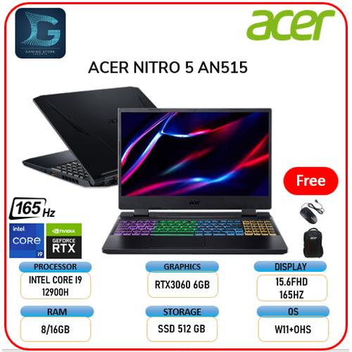 Jual Laptop ACER NITRO 5 AN515 RTX3060 6GB/ I9 12900H 16GB 512SSD W11 ...