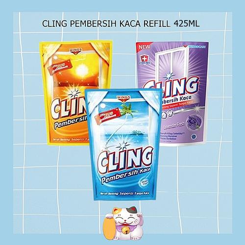 Jual Cling Pembersih Kaca REFILL 425 ml / Cairan Pembersih Kaca - Biru ...