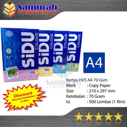 Jual Kertas HVS Sinar Dunia A4 70 Warna / Kertas SIDU A4 Warna 70 Gsm ...