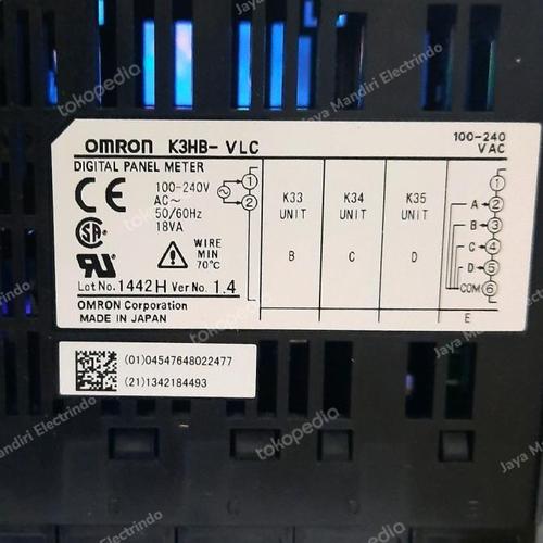 Jual Digital Panel Meter Omron K3Hb-Vlc 100-240Vac Original Japan ...