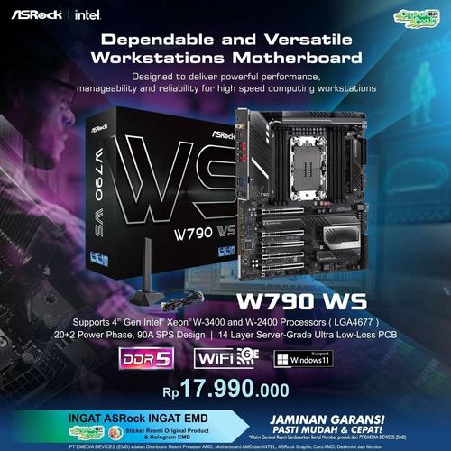 Promo ASROCK W790 WS | Motherboard Intel W790 LGA 4677 DDR5 E-ATX Cicil 0% 3x - Jakarta Pusat ...