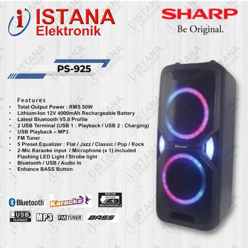 Promo SHARP PARTY SPEAKER AKTIF PORTABLE SYSTEM BLUETOOTH PS-925 Cicil ...