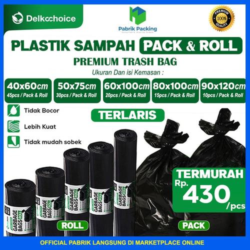 Jual PLASTIK SAMPAH|TRASH BAG|KANTONG PLASTIK SAMPAH HITAM PER PACK MURAH - 40CM X 60CM ...