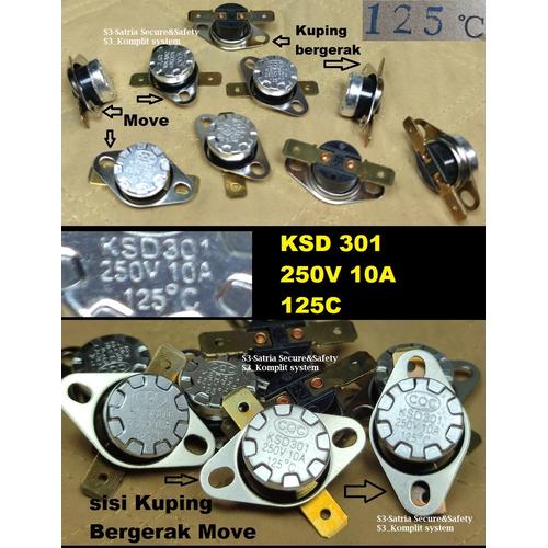 Jual fuse Thermostat 125 derajat C 125C CQC KSD301 250V 10A COC sensor ksd bimetal Sensor Suhu ...