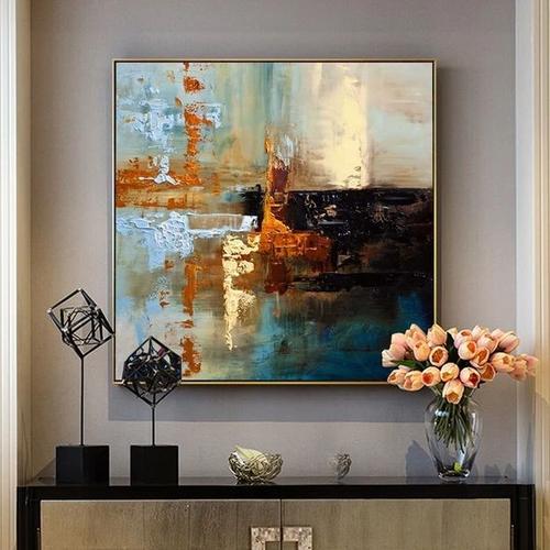 Jual lukisan dinding modern abstrak minimalis plus frame 100x100 - Kab ...