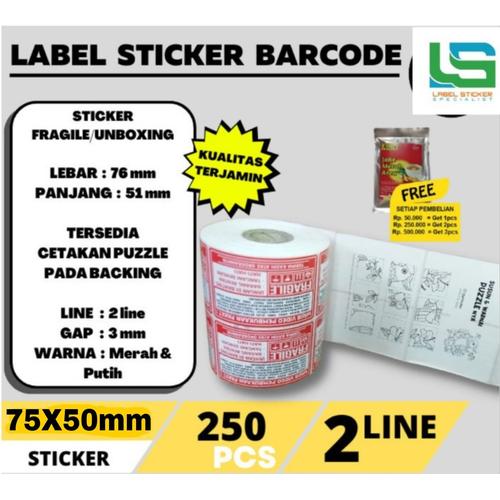 Jual STICKER FRAGILE/UNBOXING 75X50 MM 250 PCS - Jakarta Barat - Label ...