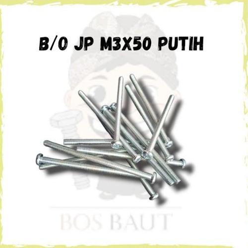 Jual Baut JP Besi Putih, Baut Obeng Plus Ukuran M3x50 P0.50 PUTIH ...