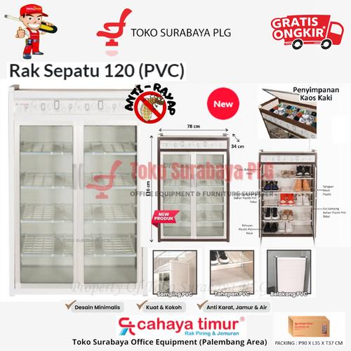 Jual Rak Sepatu Plastik PVC 2 pintu 120 Lemari Tempat Sepatu Tertutup ...