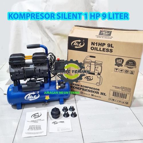 Jual H&L Kompresor Silent 1HP 9 Liter Tanpa Oli Kompresor HL 1HP 9L ...