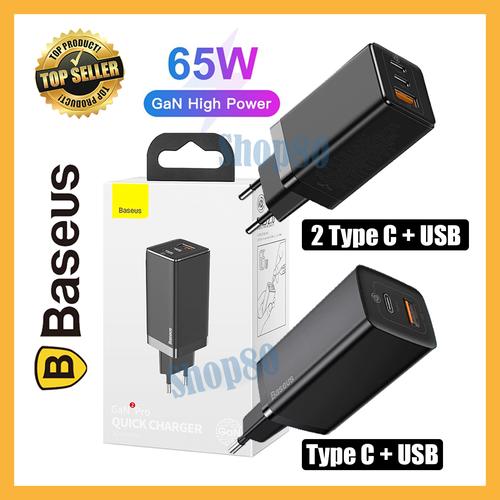 Jual Baseus Charger 65W Dual 2 Type C USB Adapter Fast Charge GaN PD QC 3.0 - 2C + USB - Kota ...
