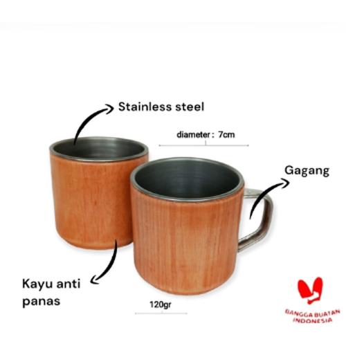 Jual Gelas Cangkir Kopi Kayu Wooden Cup Gagang Stainless Anti Panas ...