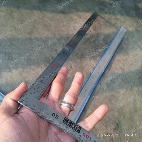 Jual Penggaris siku L 25 x 50cm / penggaris siku stainless steel OPT - Jakarta Utara - DHN SHOP ...