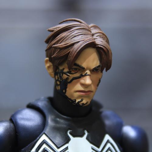 Jual 1/12 Custom Marvel Mafex Black Costume Spider Man Unmasked Head ...