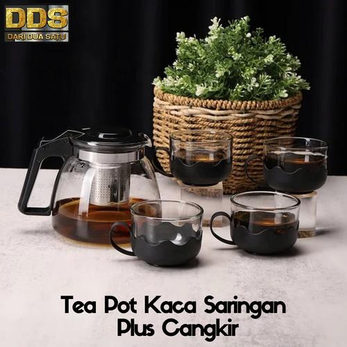 Promo Tea Pot Kaca Set 5 in 1 Teko Kaca Saringan Plus Cangkir - Jakarta ...