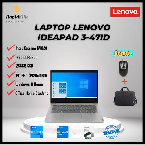 Jual Lenovo IdeaPad 3 IP3 47ID N4020 4GB SSD 256GB W10 OHS 14" FHD - Jakarta Pusat - RapidKlik ...