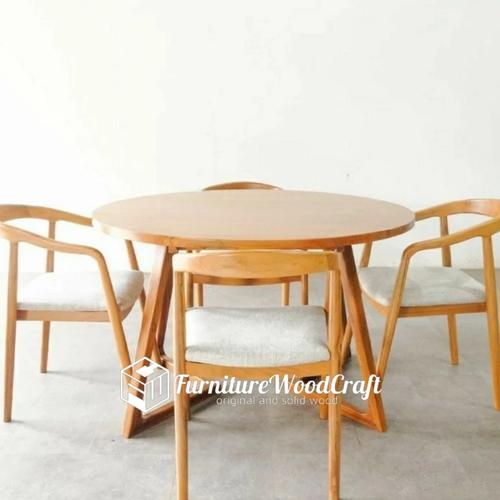 Jual Dining Round Table Kayu Jati Minimalis 4 Kursi Jati - Kab. Jepara ...